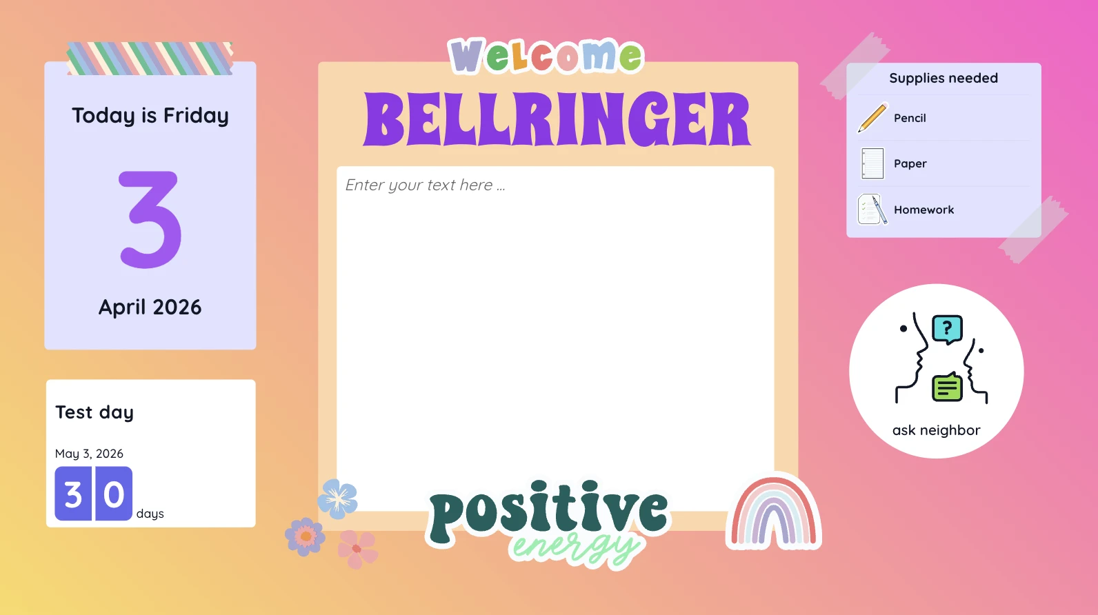 Try our retro Bellringer template for K-12 teachers